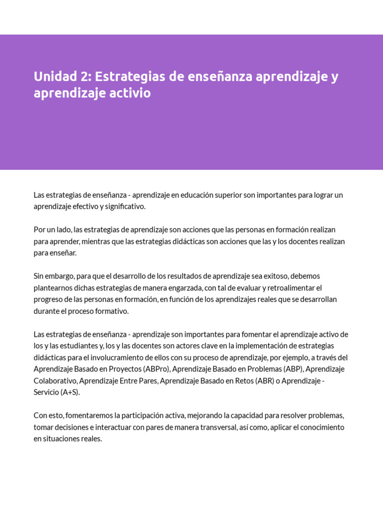 M2-Unidad 2- Estrategias de enseñanza aprendizaje y aprendizaje activo ...