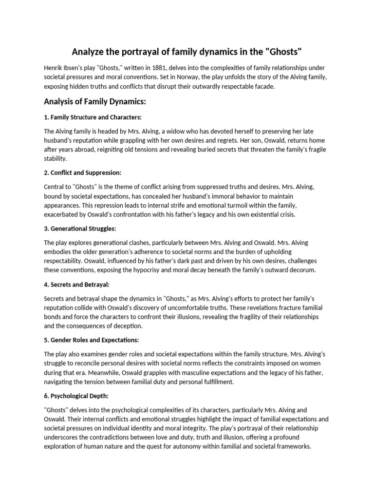 Analyze The Portrayal of Family Dynamics in The | PDF