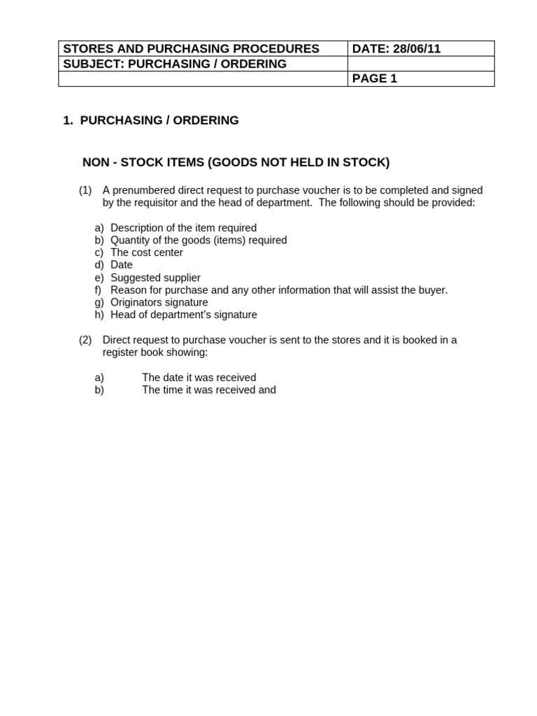 Direct Materials Purchasing Sop | PDF | Procurement | Law