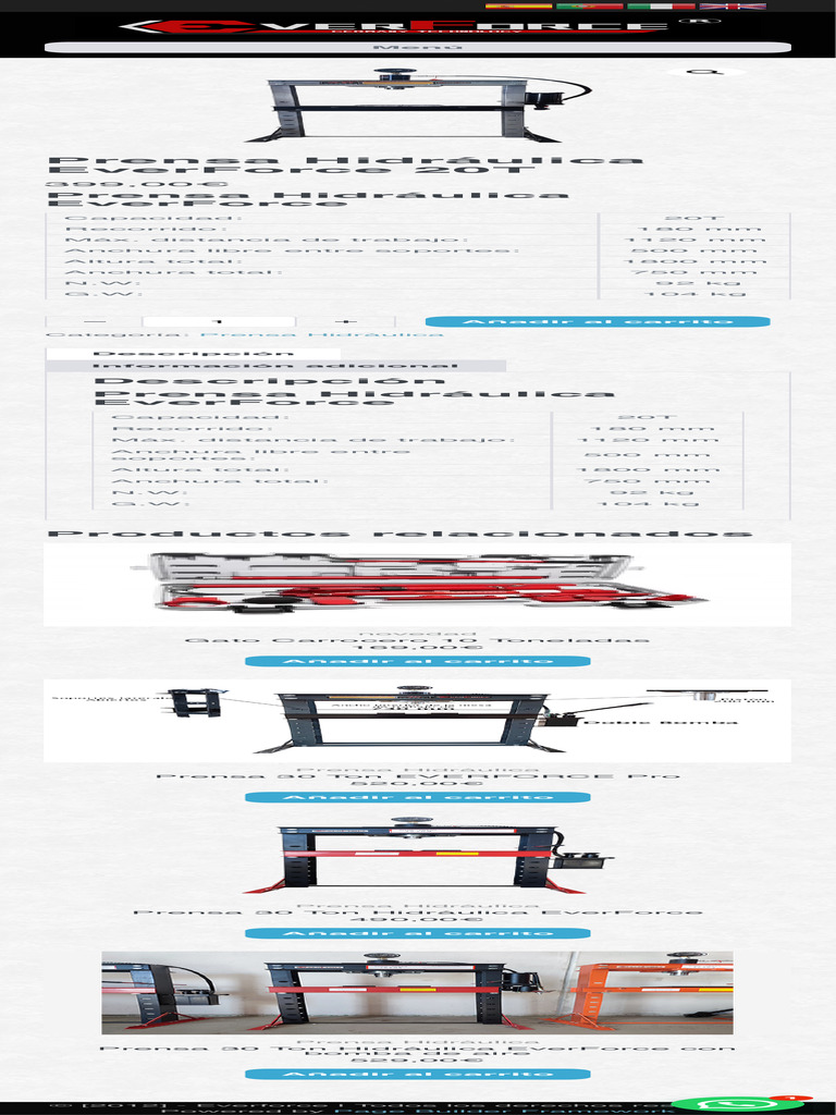 Prensa Hidráulica EverForce 20T - Everforce | PDF