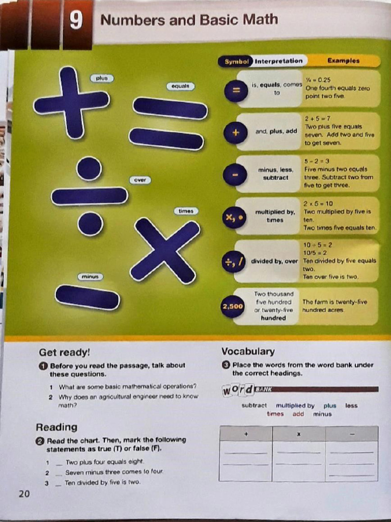 Numbers and Basic Math: Reading | PDF