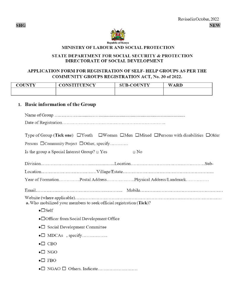Self Help Group Form | PDF