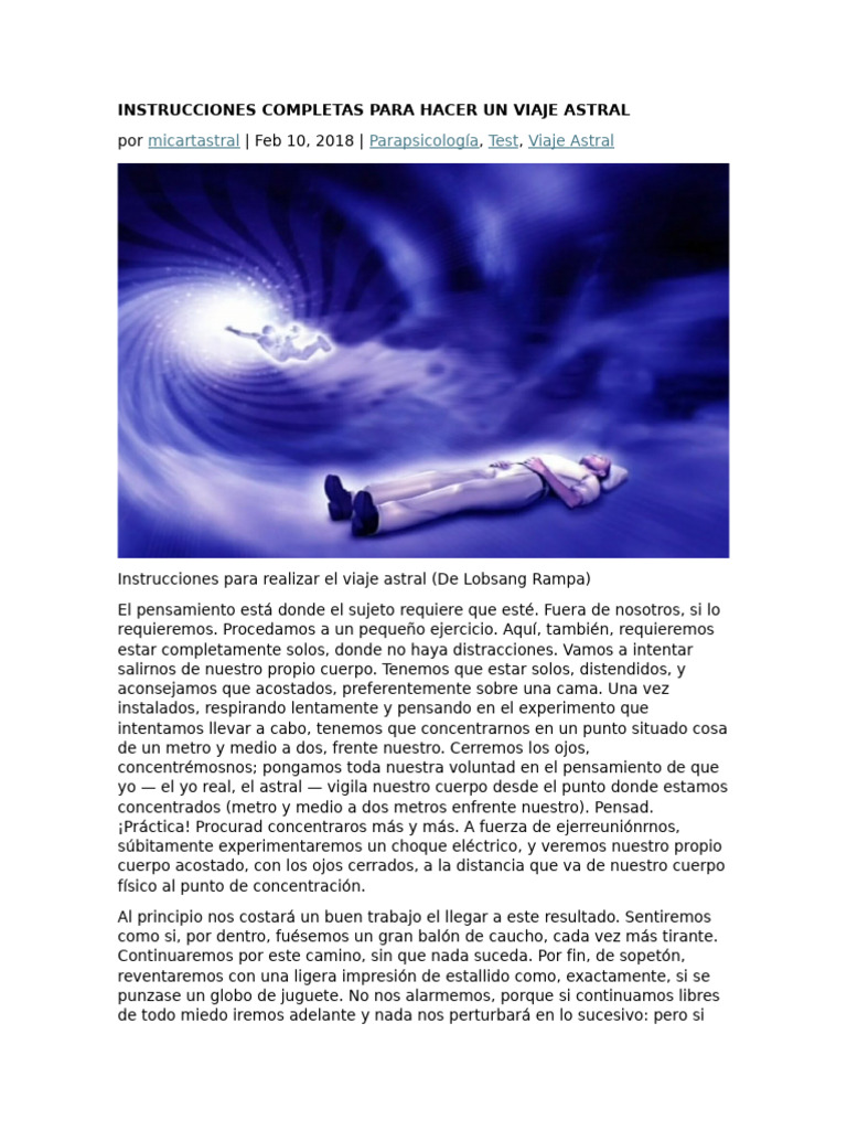 Instrucciones Completas para Hacer Un Viaje Astral | PDF