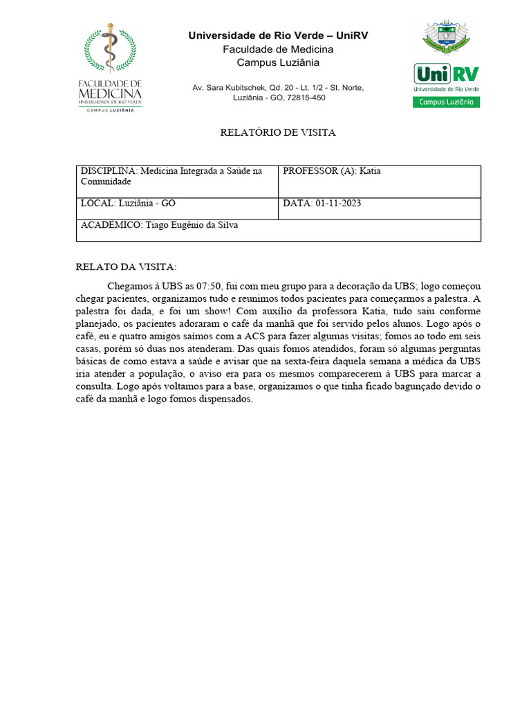 Relatório de Visita | PDF