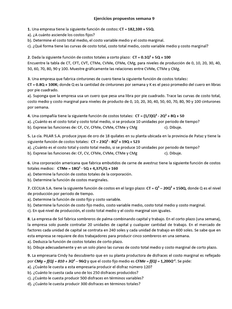 Ejercicios semana 9 | PDF