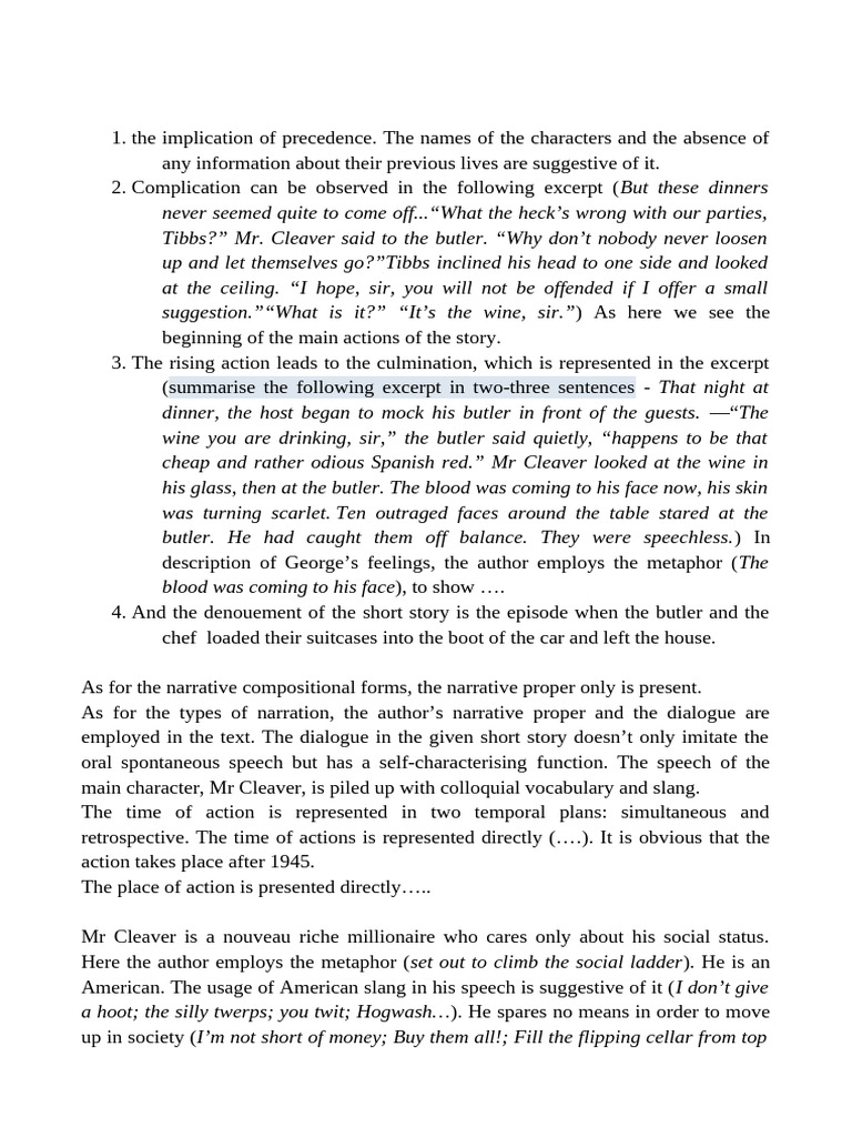 Analysis Notes The Butler | PDF
