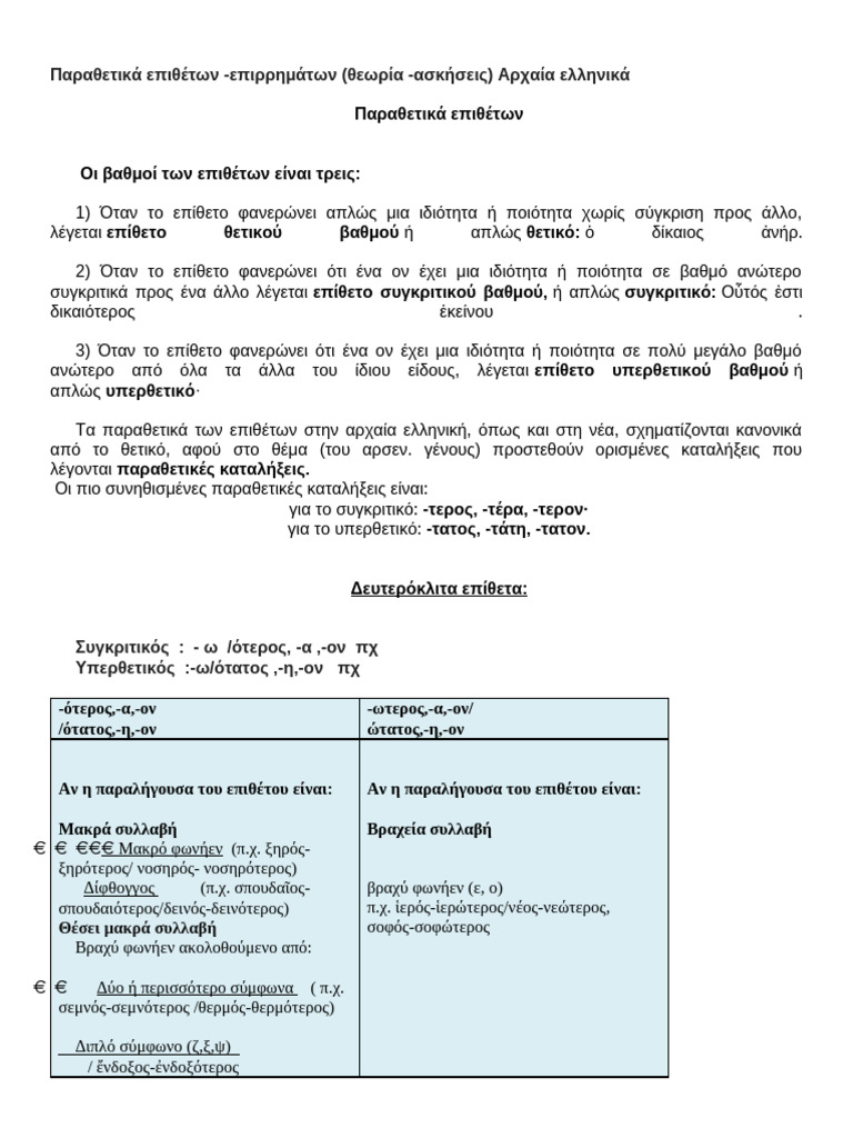 ΑΣΚΗΣΕΙΣ ΠΑΡΑΘΕΤΙΚΑ | PDF