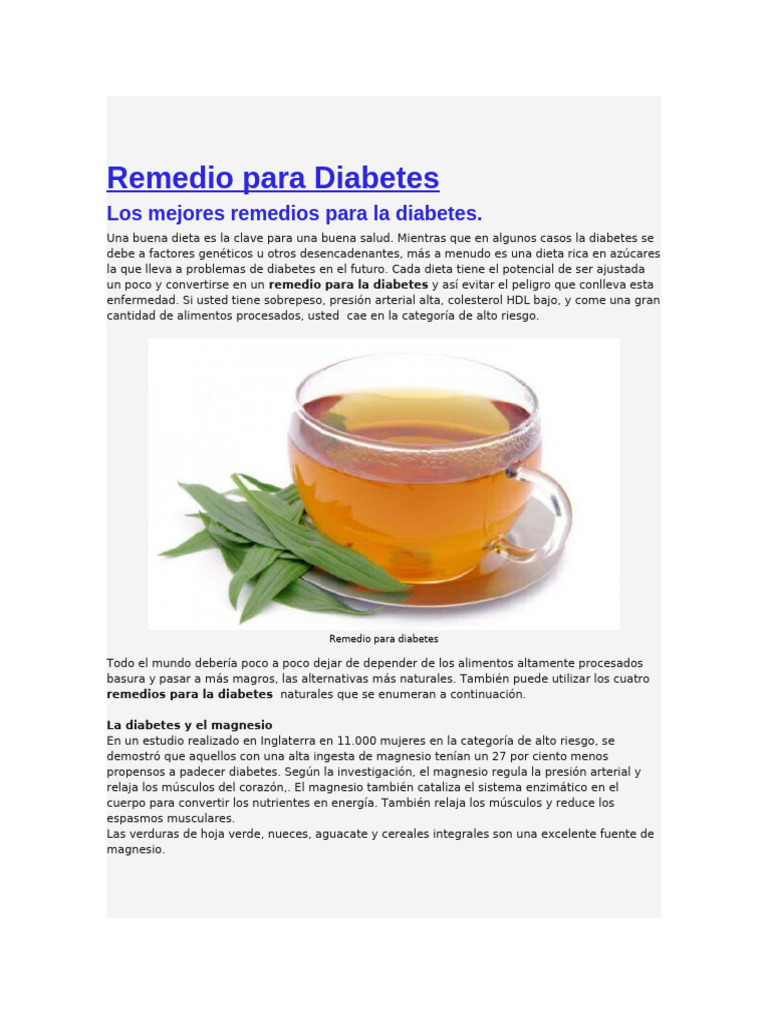 4 Remedios para Diabetes | PDF | Diabetes | Insulina