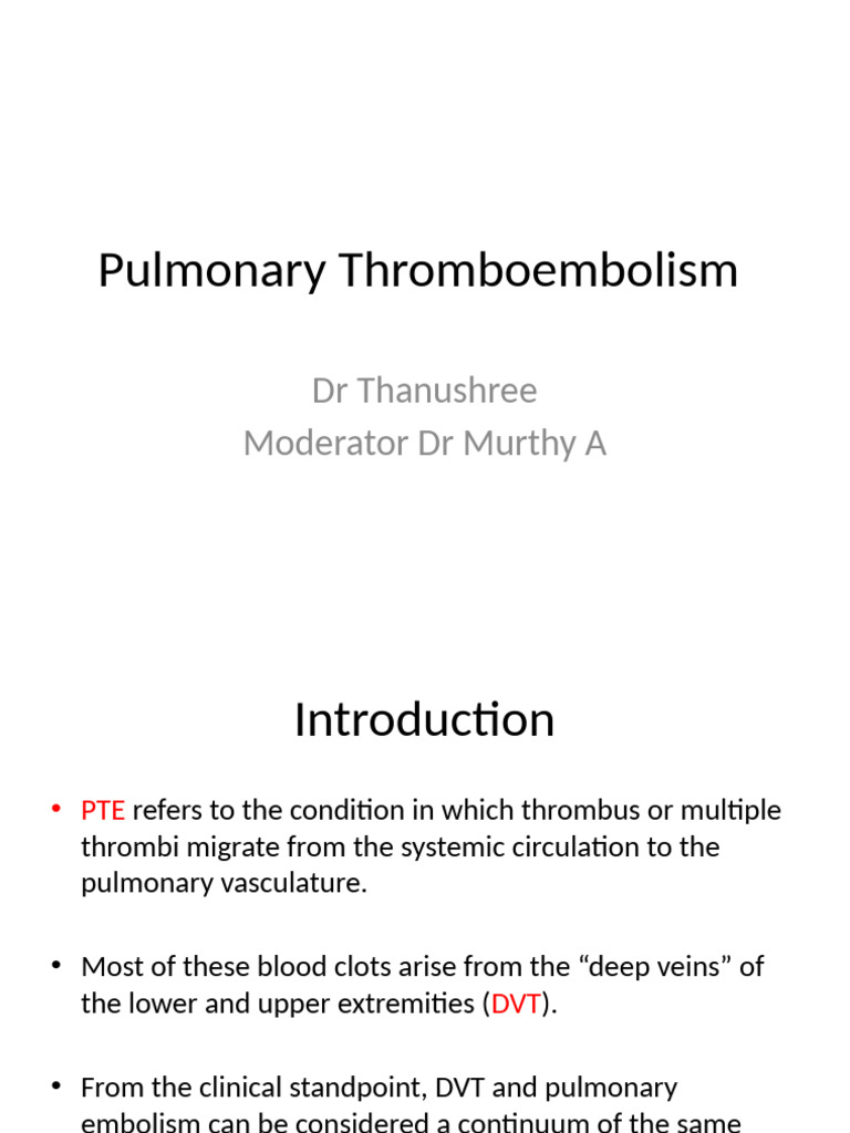 Pulmonary Thromboembolism | PDF