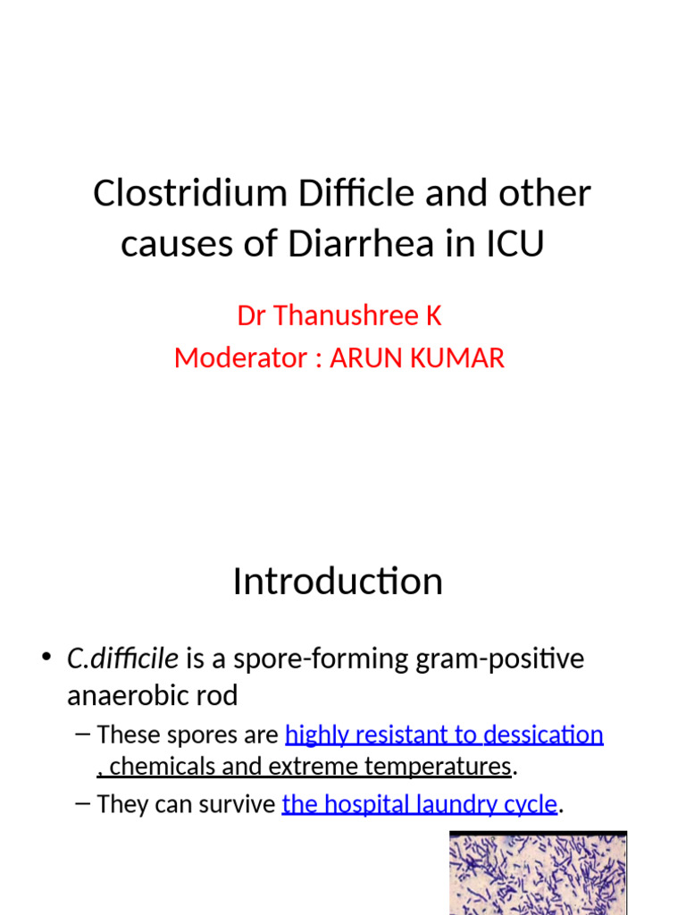 Clostridium Difficle and Other Causes of Diarrhea in ICU | PDF