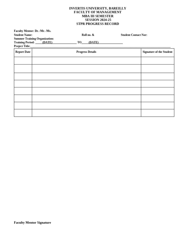 Individual Student STPR Progress Record | PDF