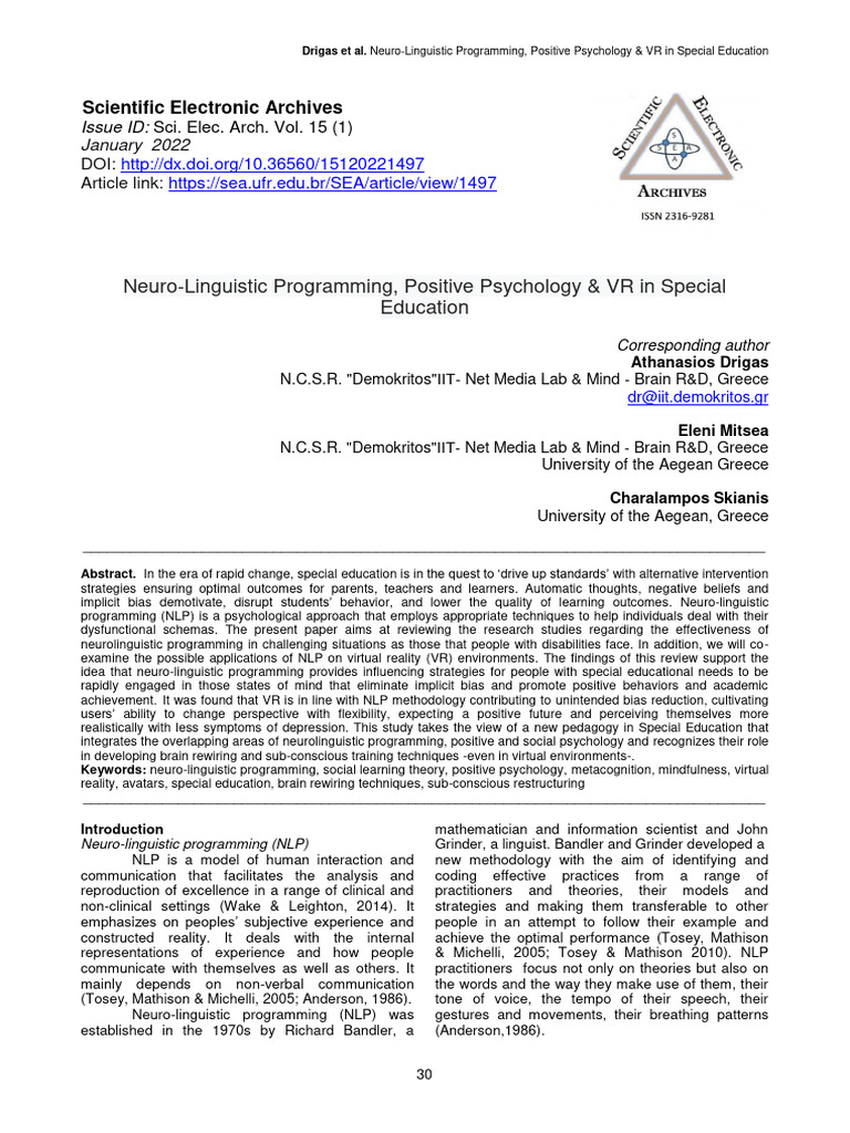 Neuro Linguistic Programming Positive Ps | PDF