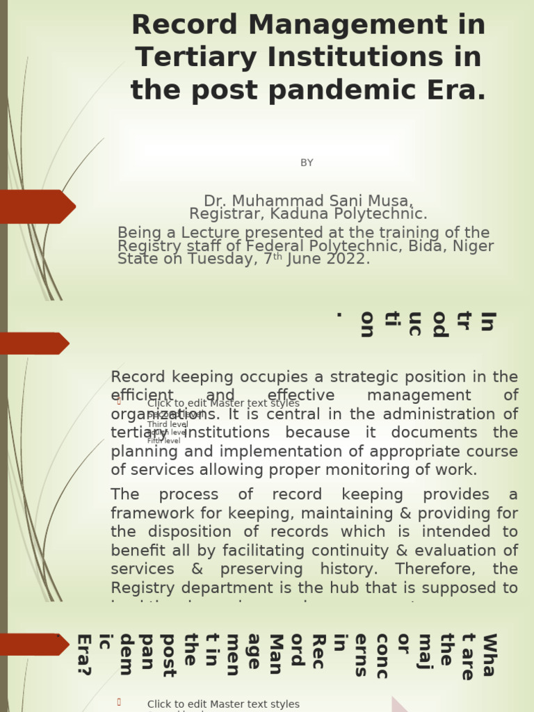 Bida Record Management in The Post Pandemic Era | PDF