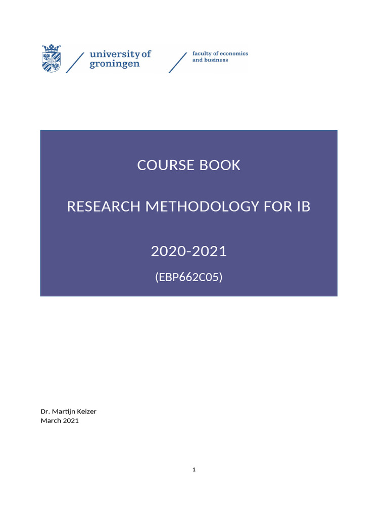 Course Book Research Methodology For IB 2020-2021 | PDF