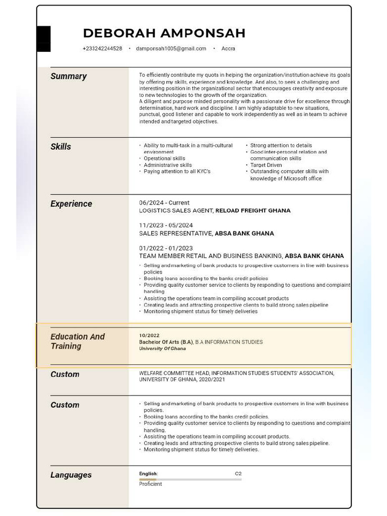 CV One Page | PDF