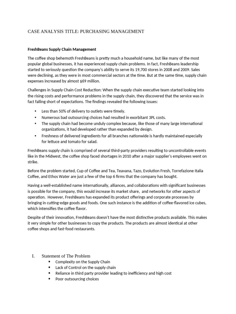 Supply Chain Management - Case-Study - Purchasing Management | PDF