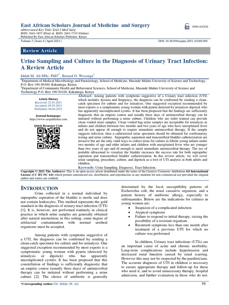 Urine Sampling and Culture in The Diagno | PDF | Urinary Tract ...