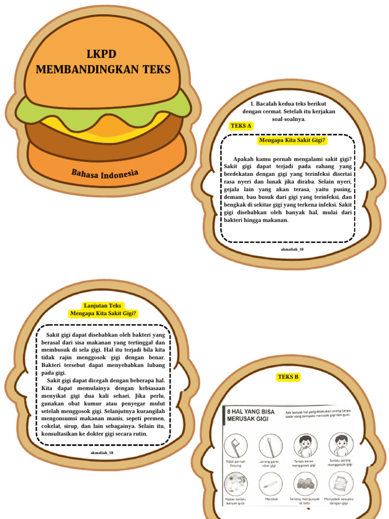 LKPD BURGER-Membandingkan Teks | PDF