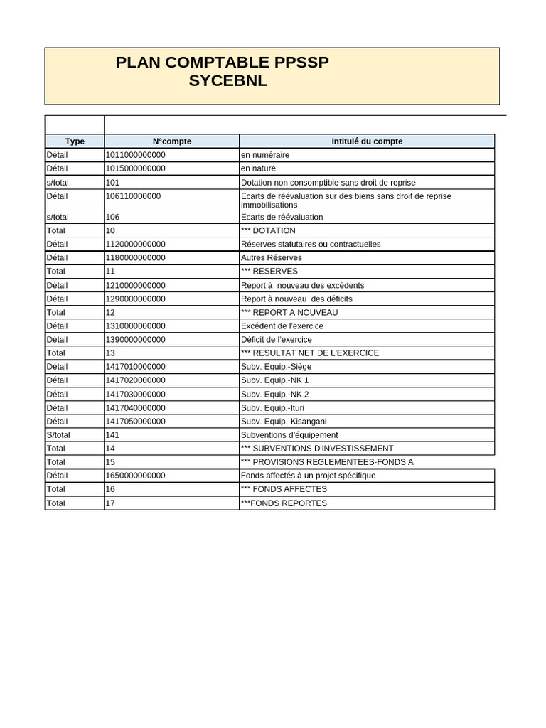 Plan Comptable PPSSP 2024 | PDF