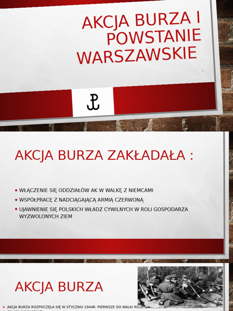 Akcja Burza i Powstanie Warszawskie | PDF