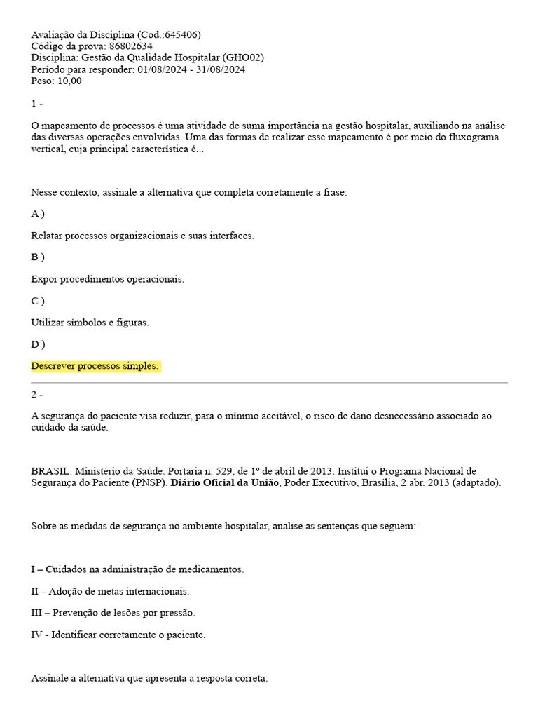 Gestão da Qualidade Hospitalar: Avaliação e Práticas | PDF | Qualidade ...