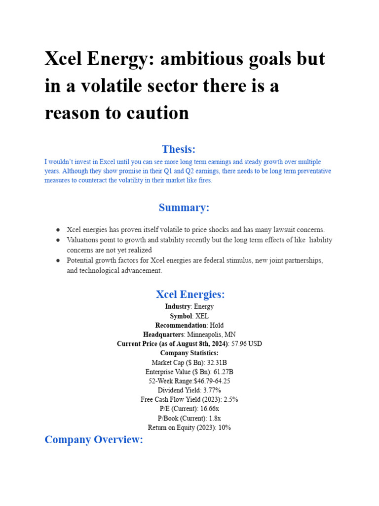 Xcel Energy Report | PDF