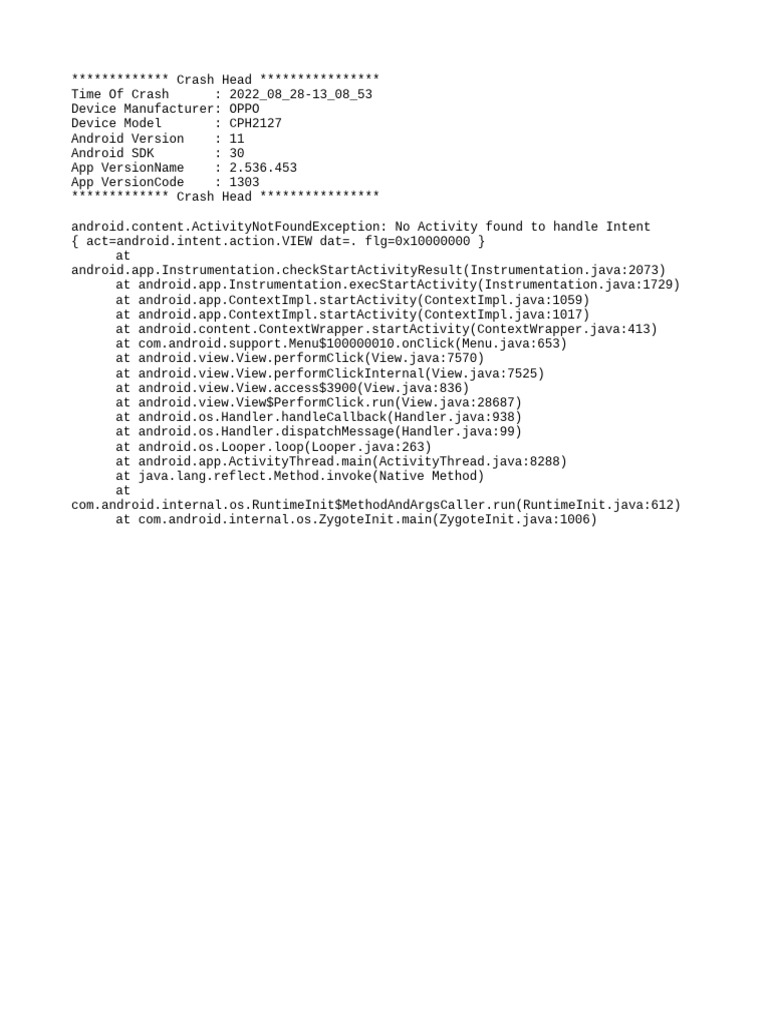 Android ActivityNotFoundException Fix | PDF