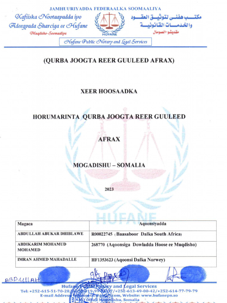 Qurba Joogta Reer Guuleed Afrax | PDF