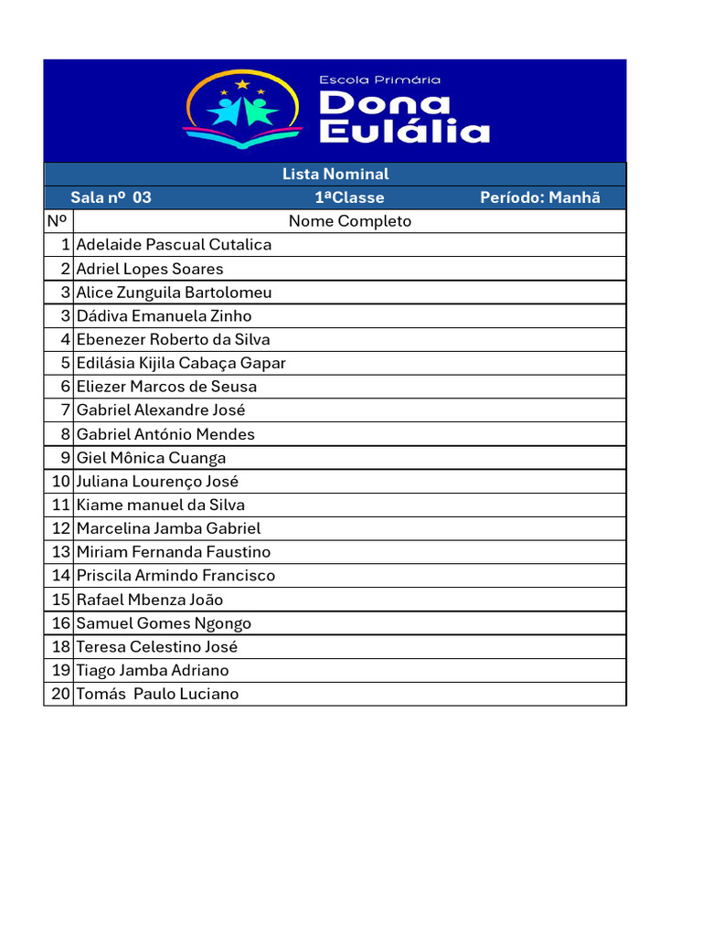 Lista nominal Manhã3 | PDF