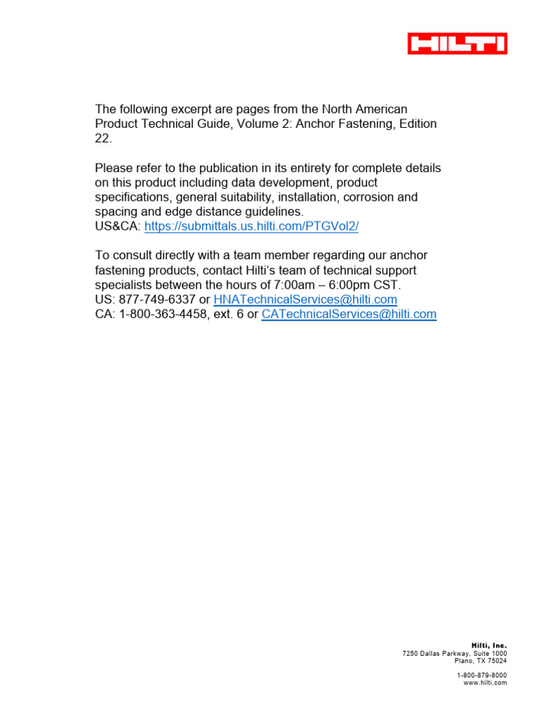 FICHA TECNICA KWIK BOLT TZ2 | PDF