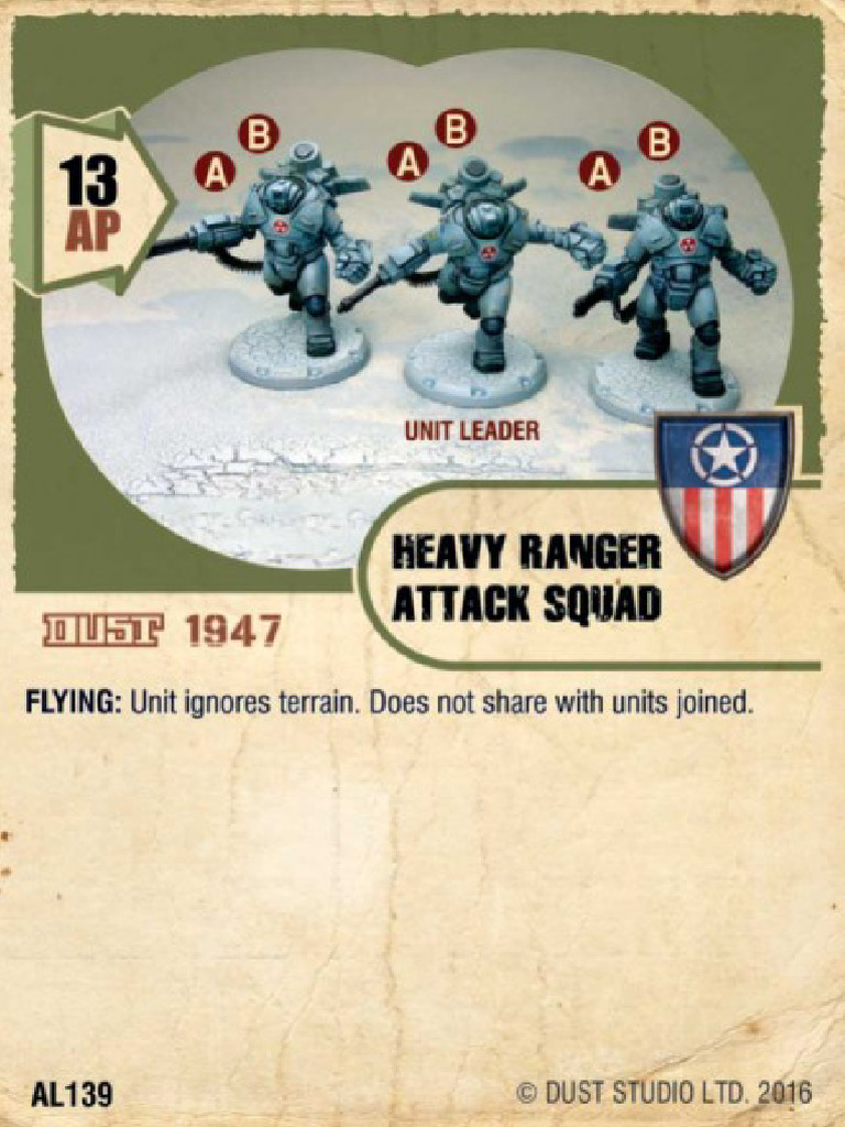 Dust1947 Allies AL139 Heavy Ranger Attack Squad Stacked | PDF