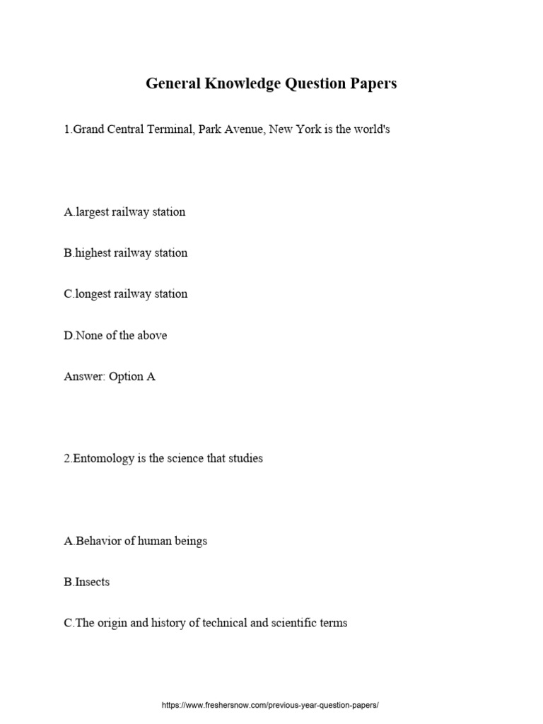 NFL MT General Knowledge Question Paper PDF | PDF