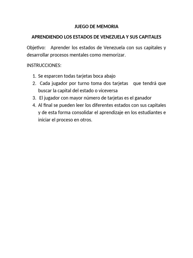 Juego de Memoria | PDF