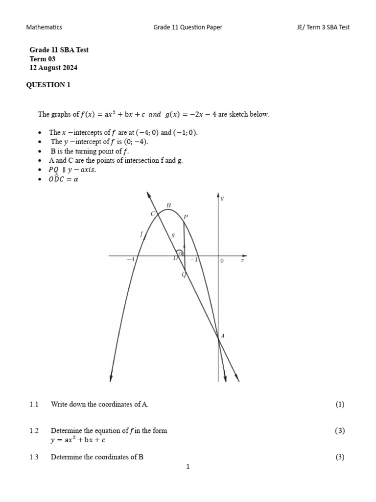 Grade 11 Term 3 SBA Test | PDF