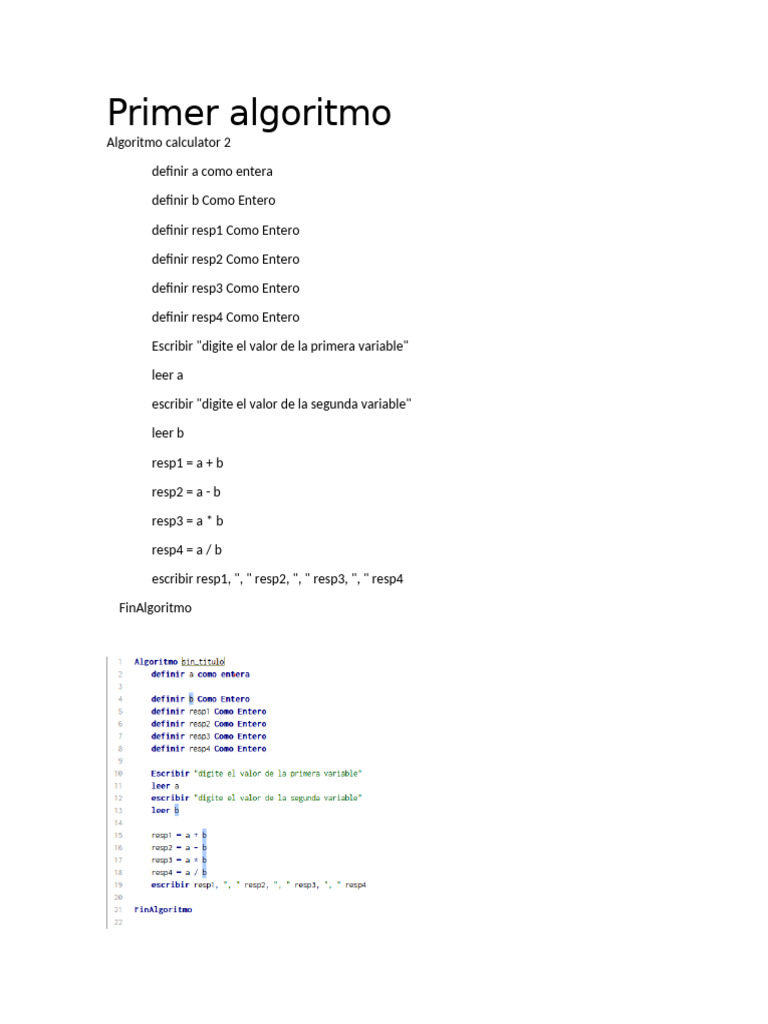 Primer Algoritmo | PDF