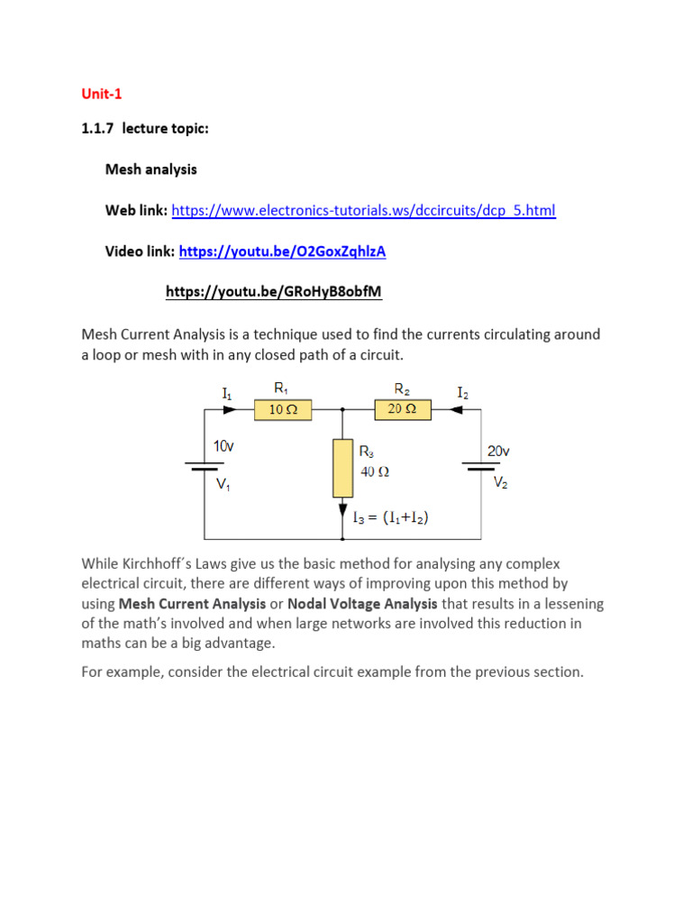 Mesh and Nodal Analysis | PDF