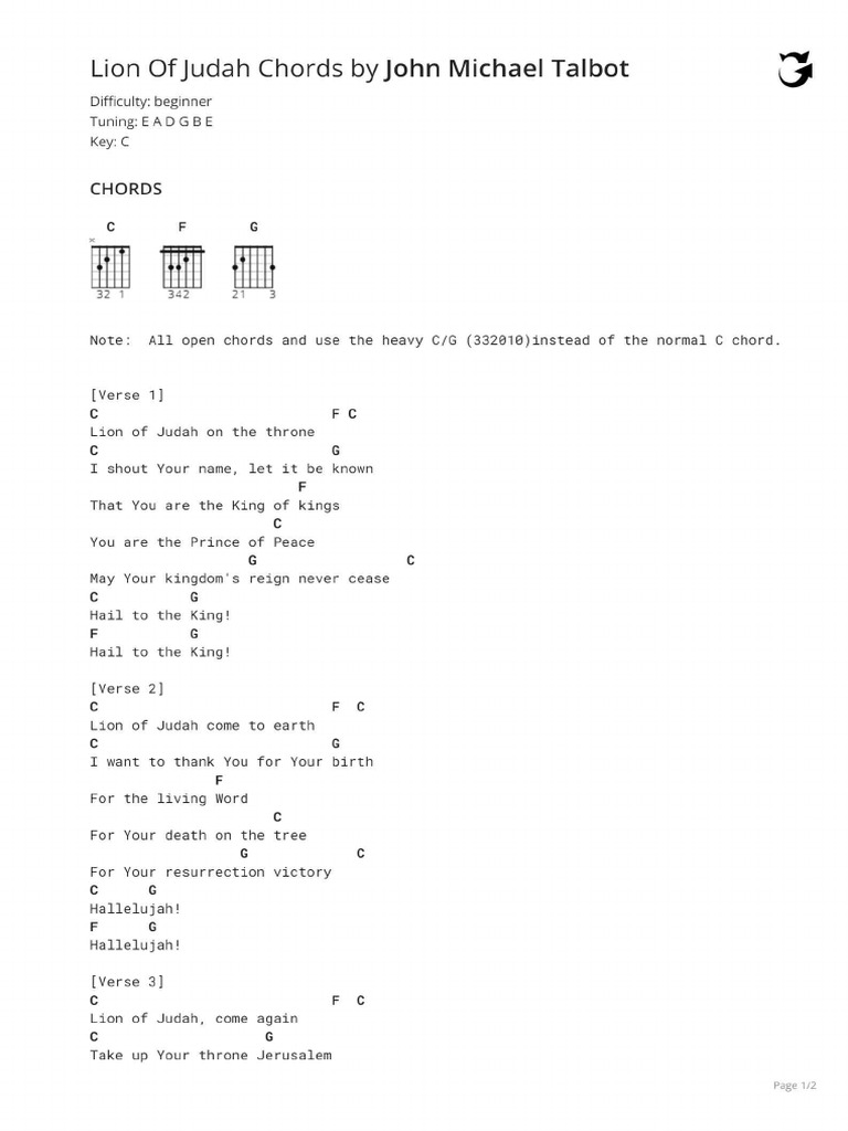 Lion of Judah Chords | PDF