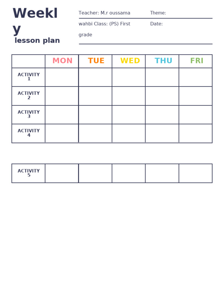 Weekly Lesson Plan PS | PDF