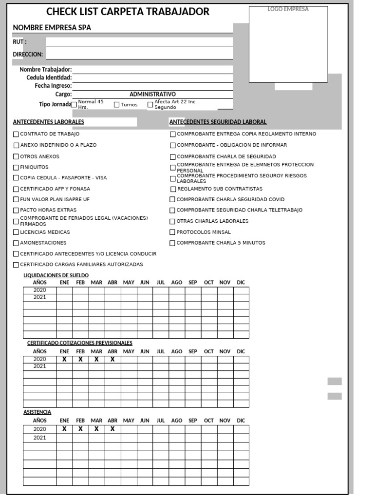 Copia de Check List Carpeta Trabajador | PDF
