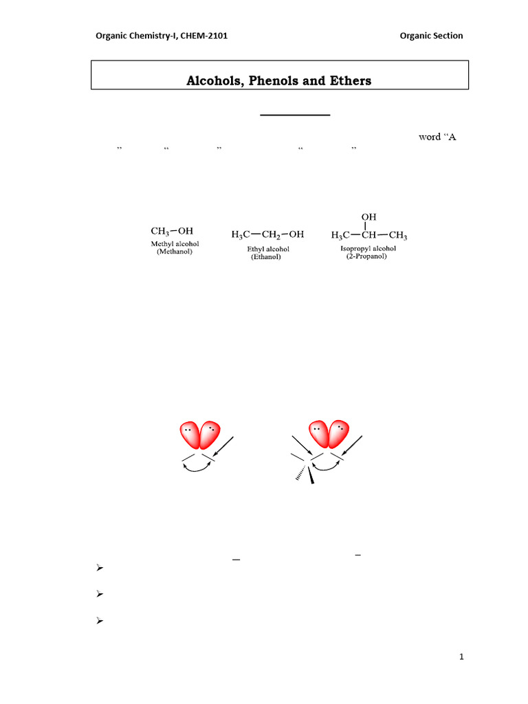 Alcohols, Phenols and Ethers | PDF | Ether | Ester