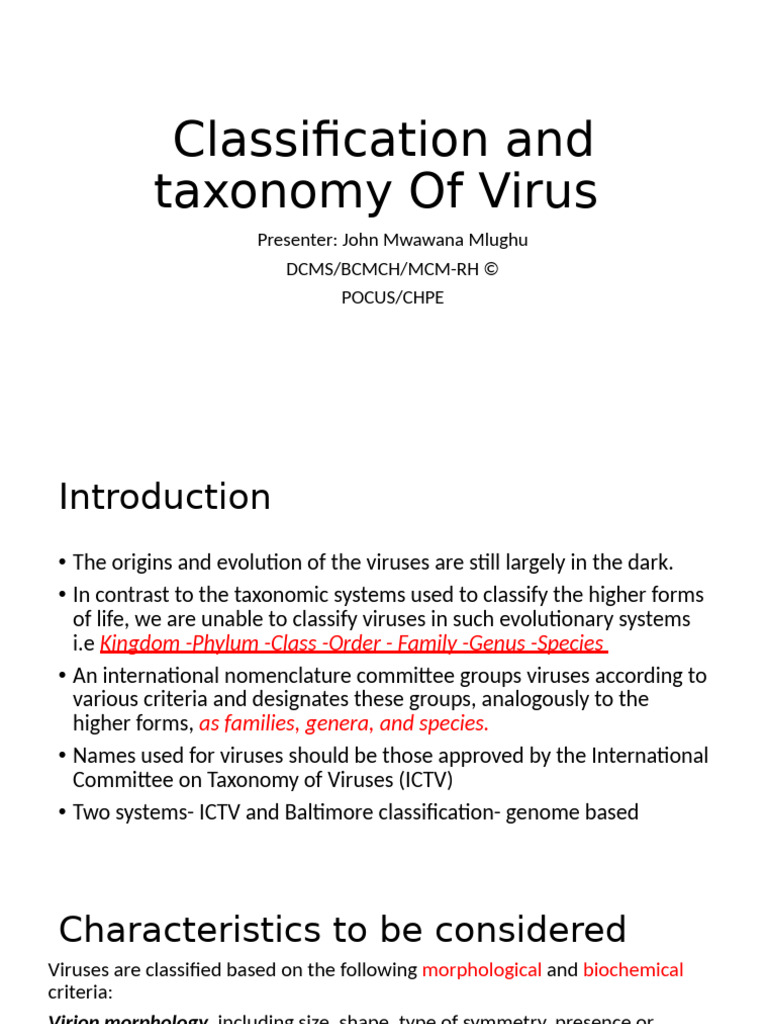 Classification and Taxonomy of Virus | PDF
