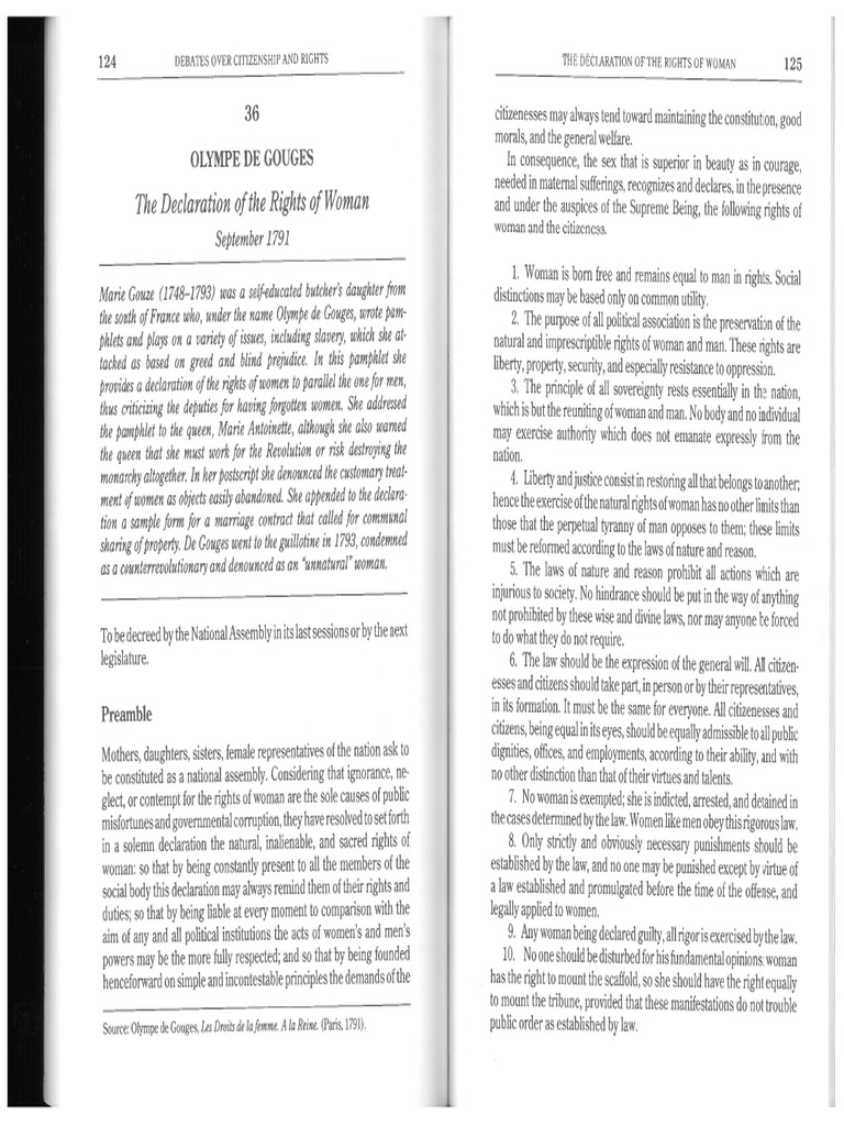 Olympe - de - Gouges - Declaration of The Rights of Woman | PDF