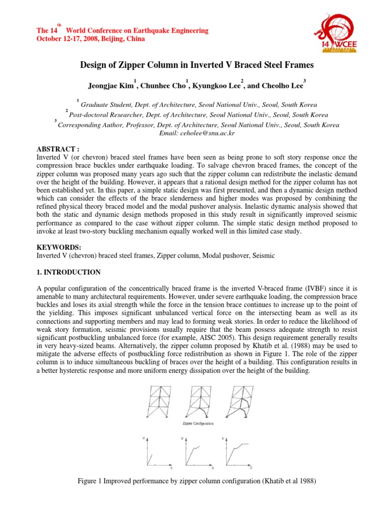 Design of Zipper Column in Inverted V Braced Steel Frames | PDF ...
