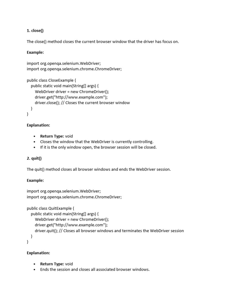 Selenium Main Syntax | PDF