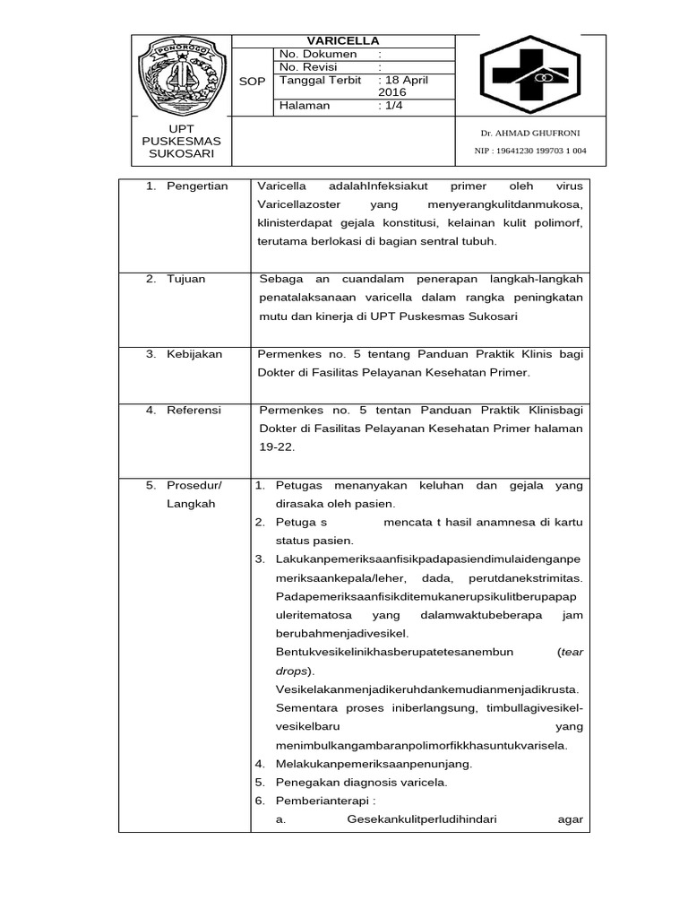 SOP Varicella | PDF