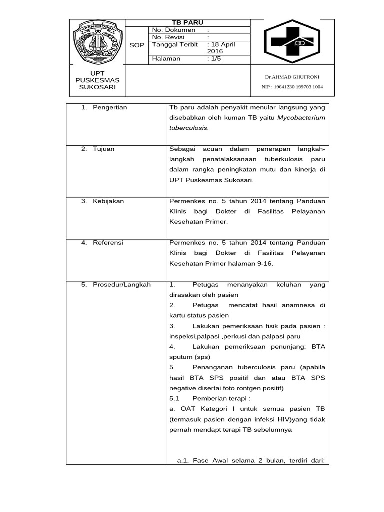 SOP TB Paru | PDF