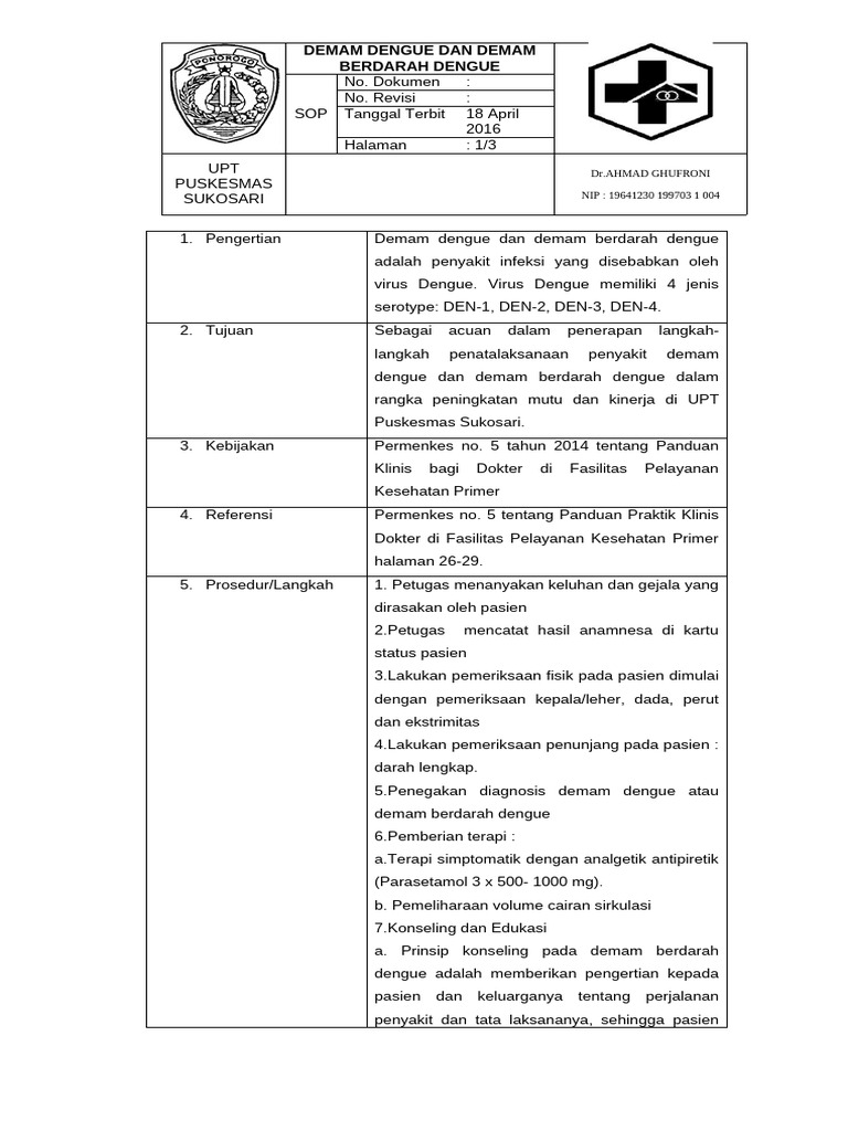 SOP Demam Dengue Dan DBD | PDF