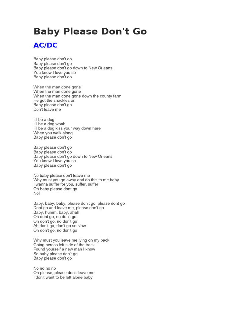 Baby Please Dont Go | PDF