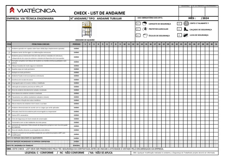 Check List ANDAIME - 2024 | PDF
