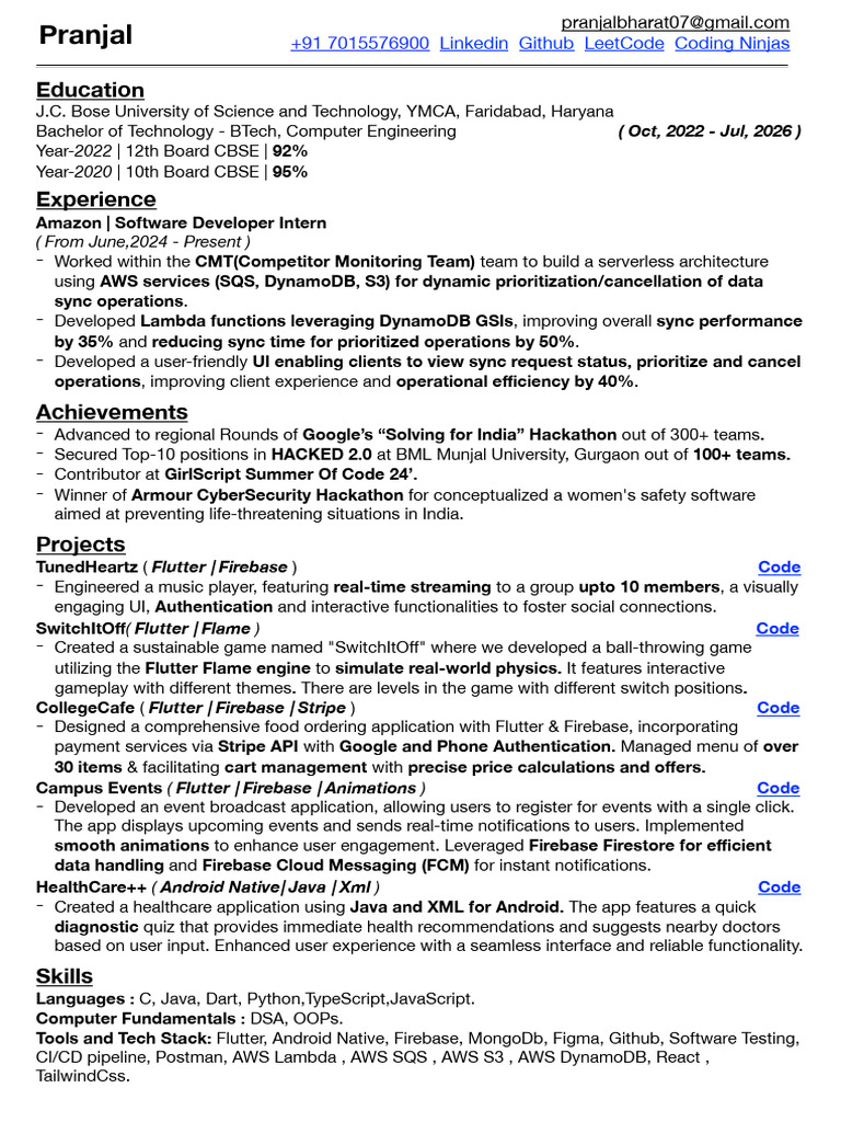 Pranjal Resume | PDF